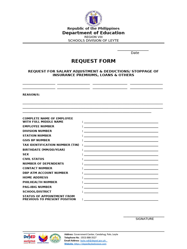 DepEd Request Form 2 | PDF