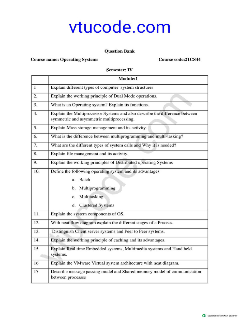 OS Questions Bank | PDF