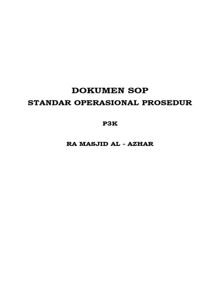 SOP P3K untuk RA Masjid Al-Azhar | PDF