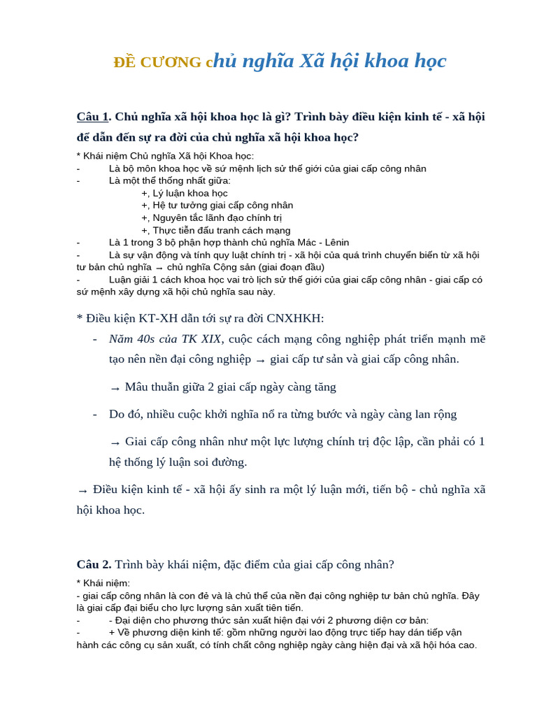 De Cuong CNXHKH Bosung Cau4 | PDF