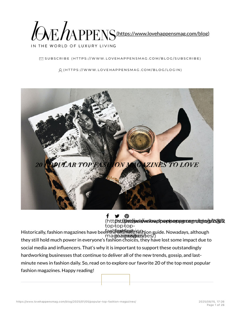 Top 20 Popular Fashion Magazines | PDF | Vogue (Magazine) | Monthly ...