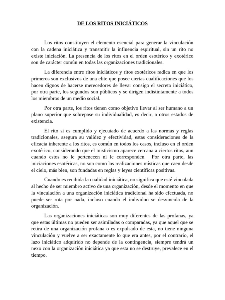 Ritos Iniciáticos y su Significado | PDF