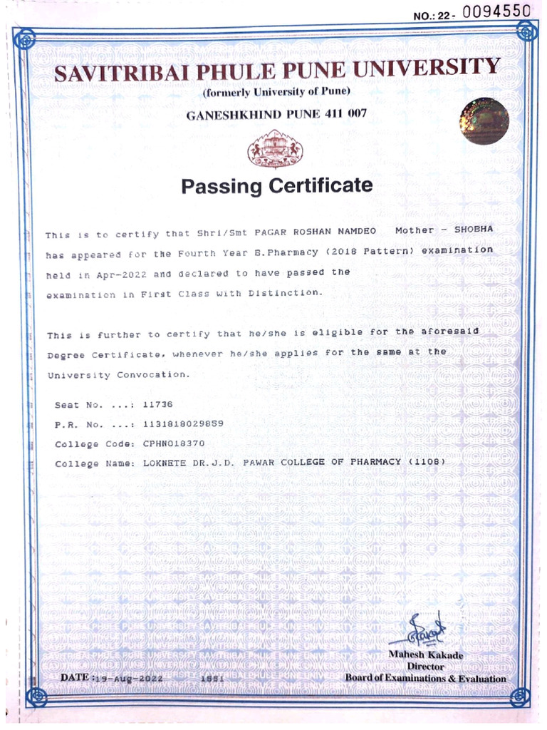 Passing Certificate | PDF