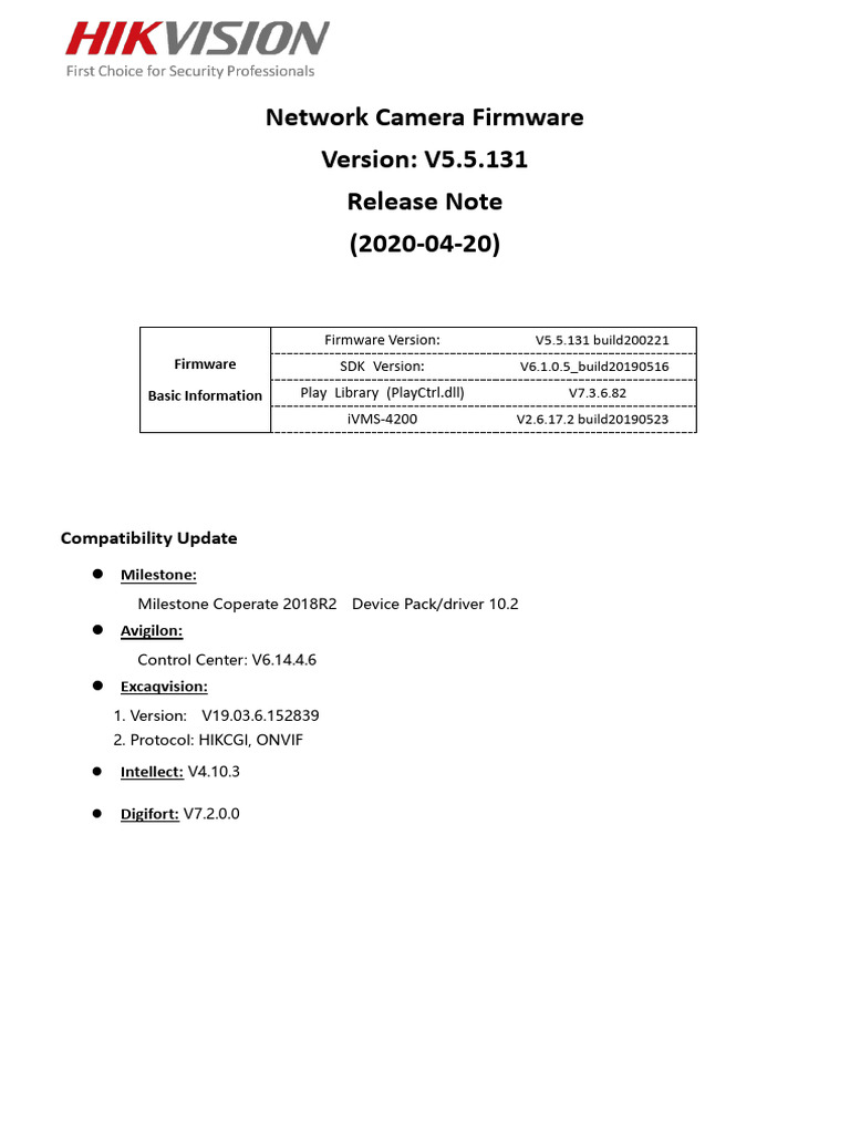 IPC V5.5.131 G3 Release Note - External | PDF | Computing | Software