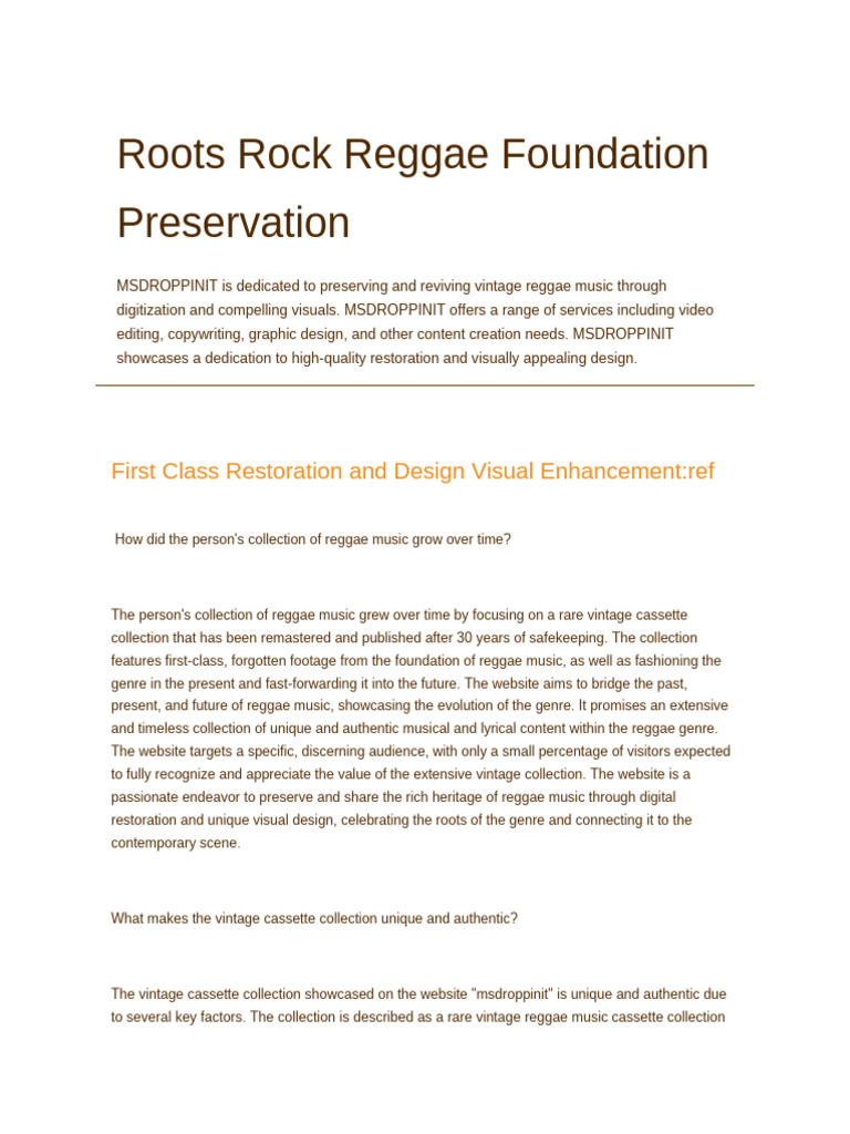 Roots Rock Reggae Foundation Preservation | PDF | Reggae | Entertainment