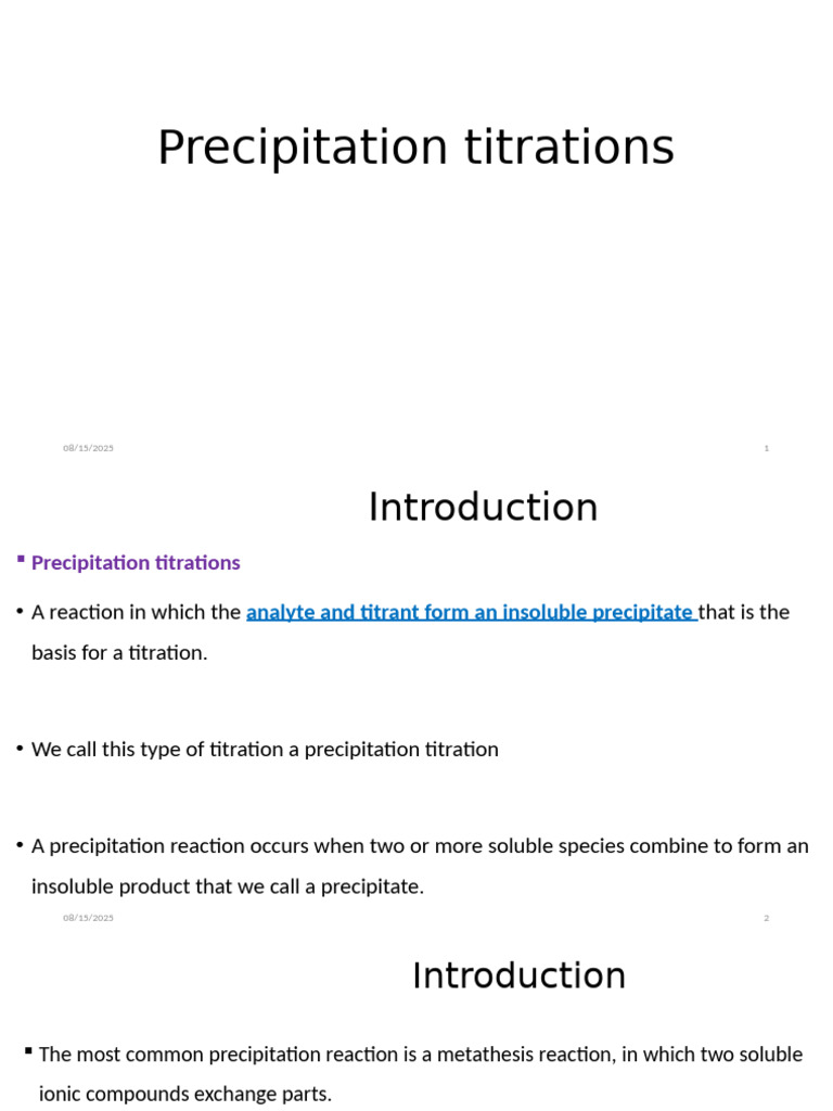 Precipitation titrations | PDF | Titration | Chemistry