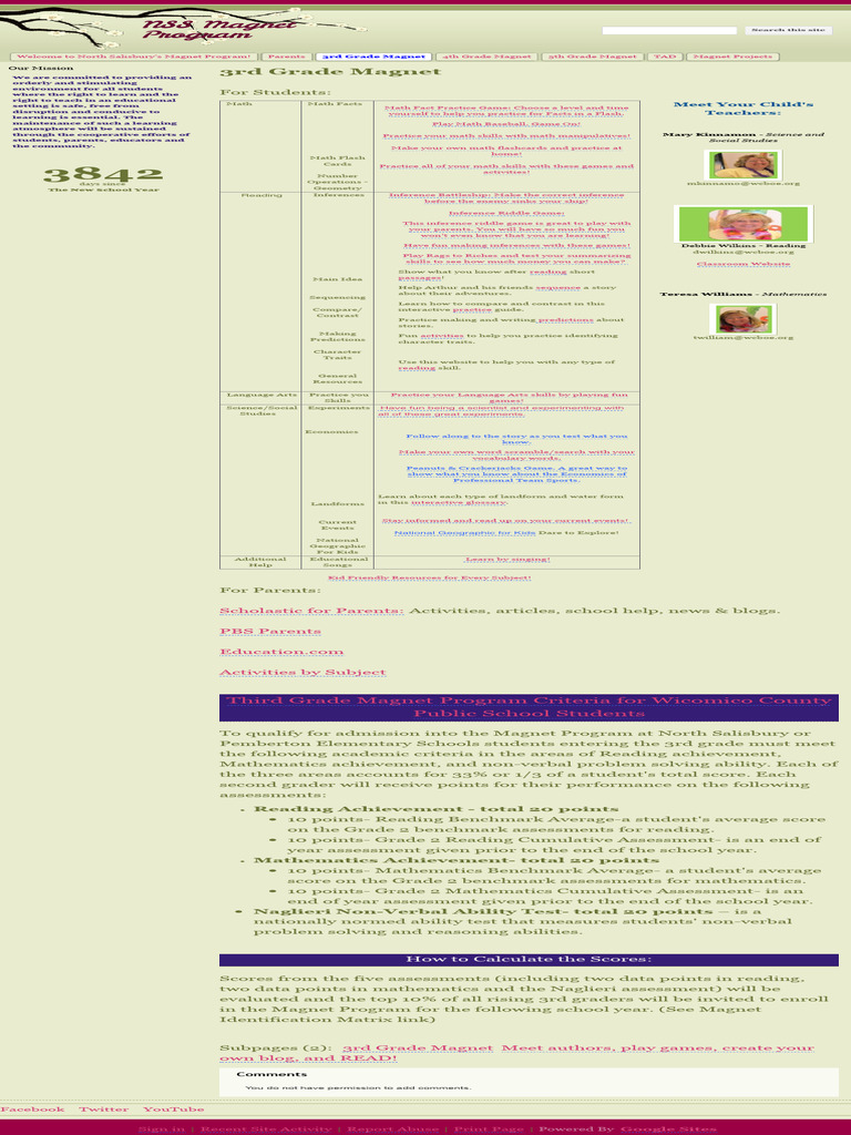 3rd Grade Magnet - NSS Magnet Program | PDF | Cognition | Learning