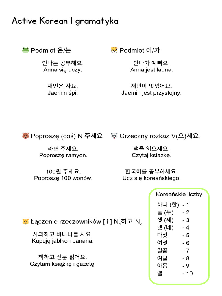Active Korean 1 Gramatyki | PDF