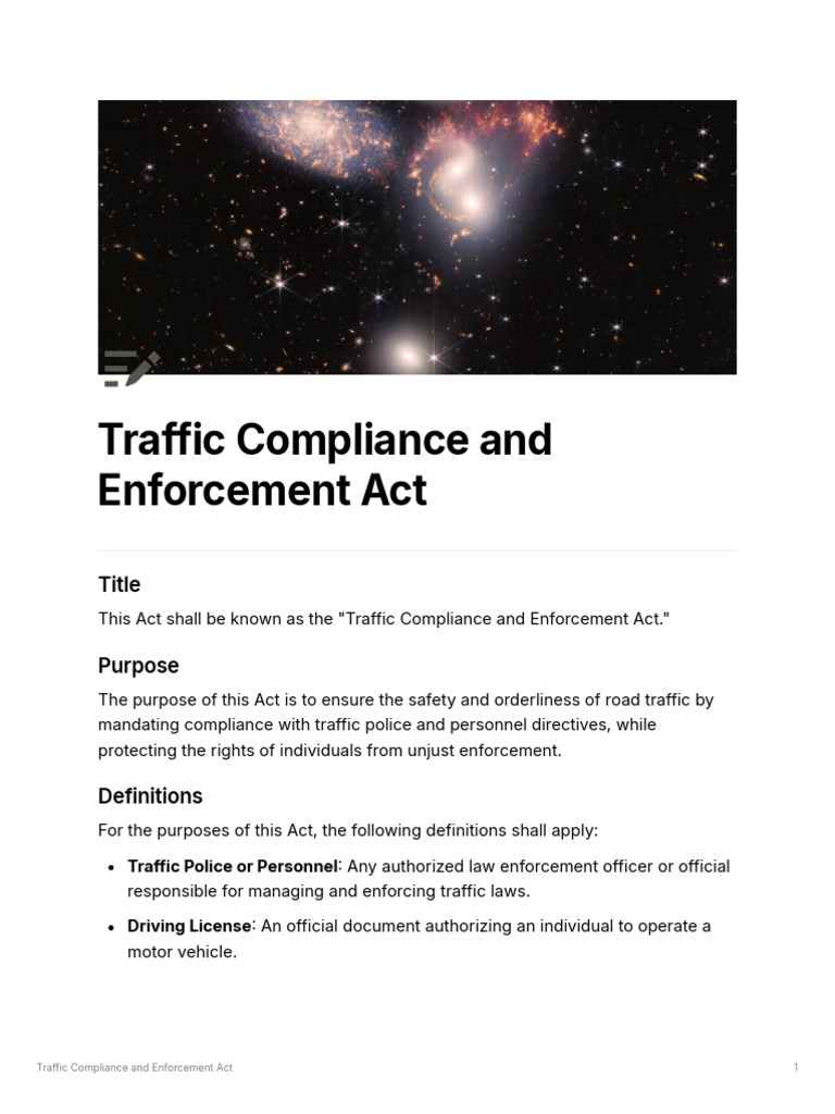 Traffic Compliance and Enforcement Act | PDF | Traffic | Driver's License