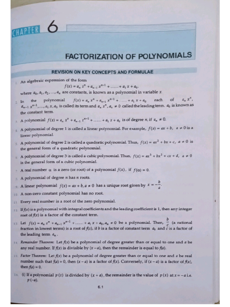 Factorization of Polynomials MCQ | PDF