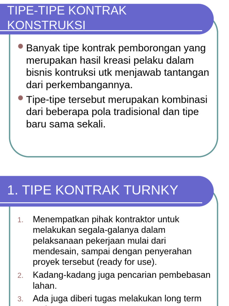 Tipe-Tipe Kontrak Konstruksi Lengkap | PDF
