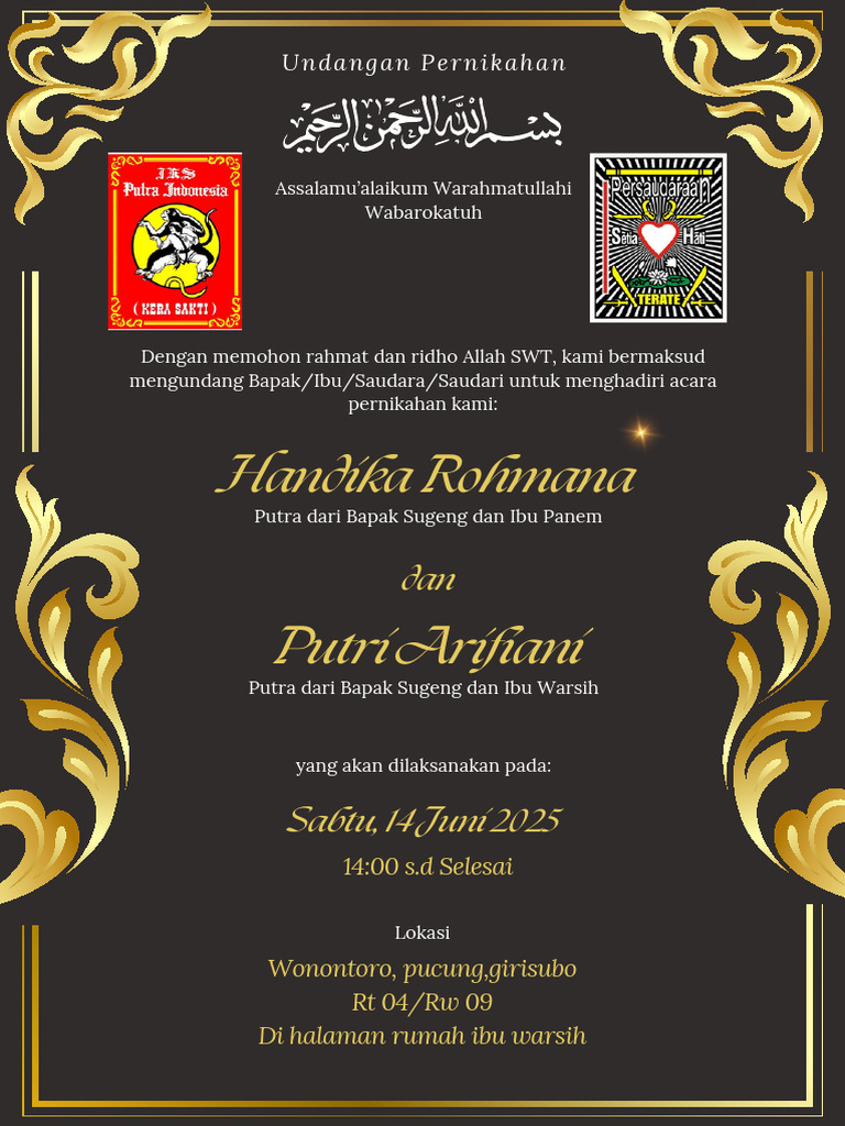Undangan Pernikahan Putri dan Handika | PDF