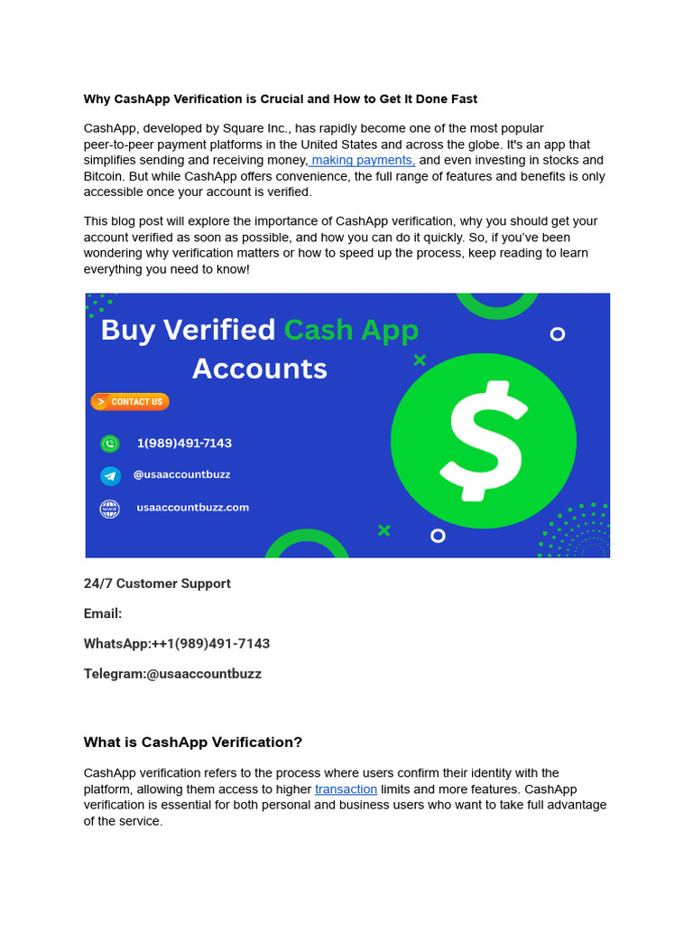 Why CashApp Verification Is Crucial and How To Get It Done Fast | PDF ...