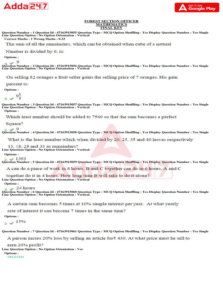 Paper II Mathematics English Official Paper | PDF | Multiple Choice ...
