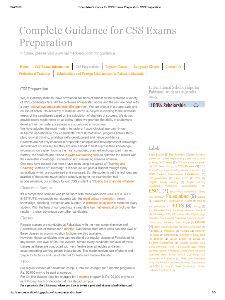 Complete Guidance For CSS Exams Preparation - CSS Preparation | PDF ...