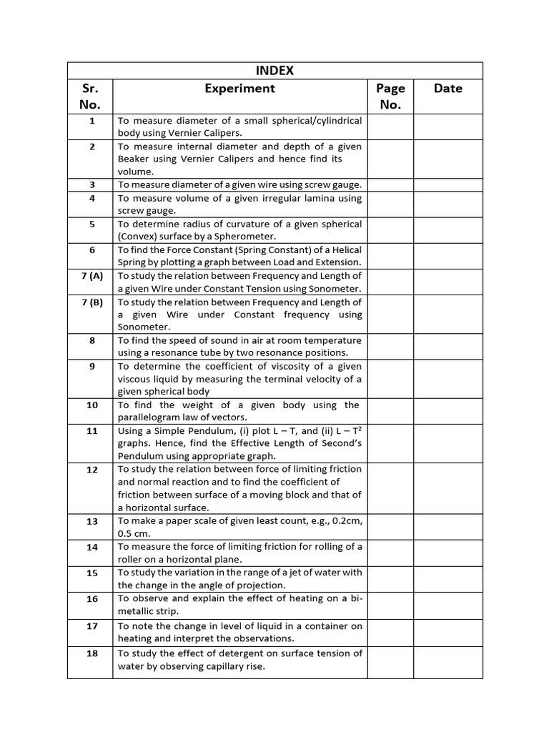XI Physics Practical Write-Up 2025-2026 | PDF | Friction | Force
