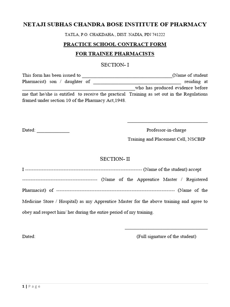 Trainee Pharmacist Practical Training Form | PDF | Pharmacy | Social ...