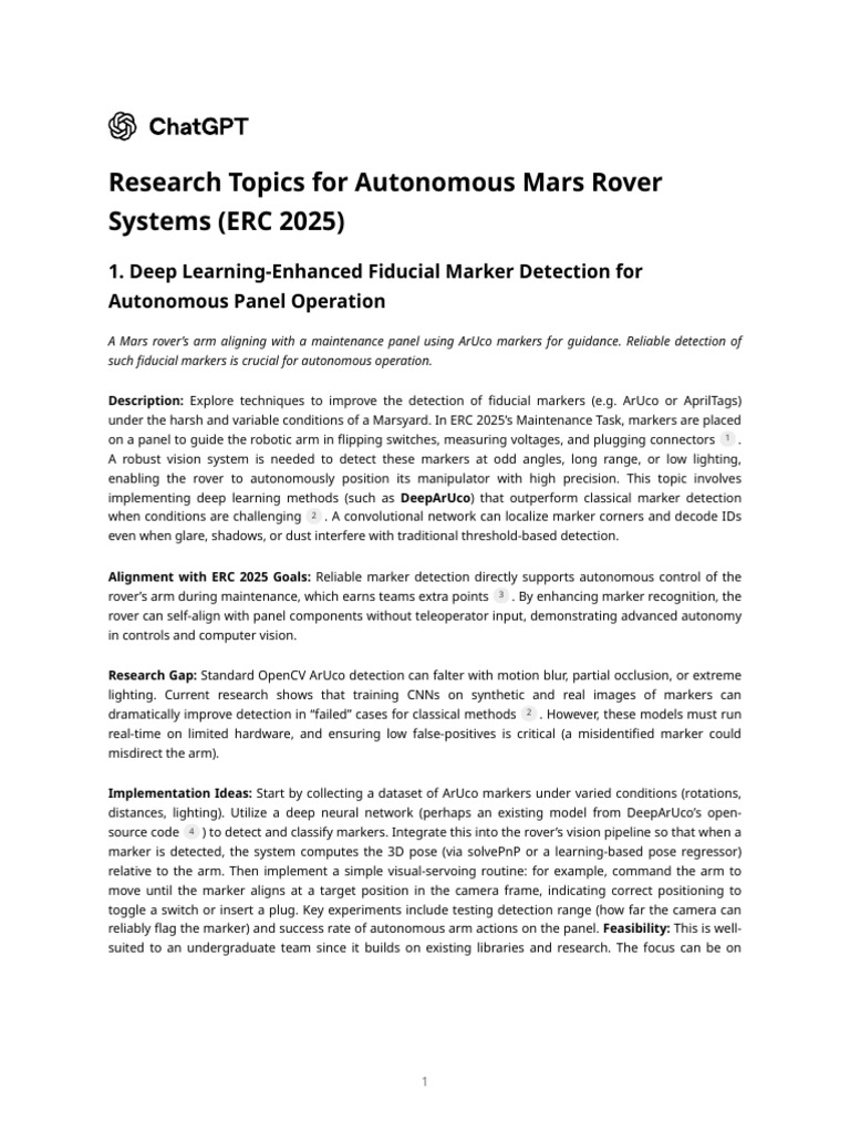 Research Topics For Autonomous Mars Rover Systems (ERC 2025) | PDF ...