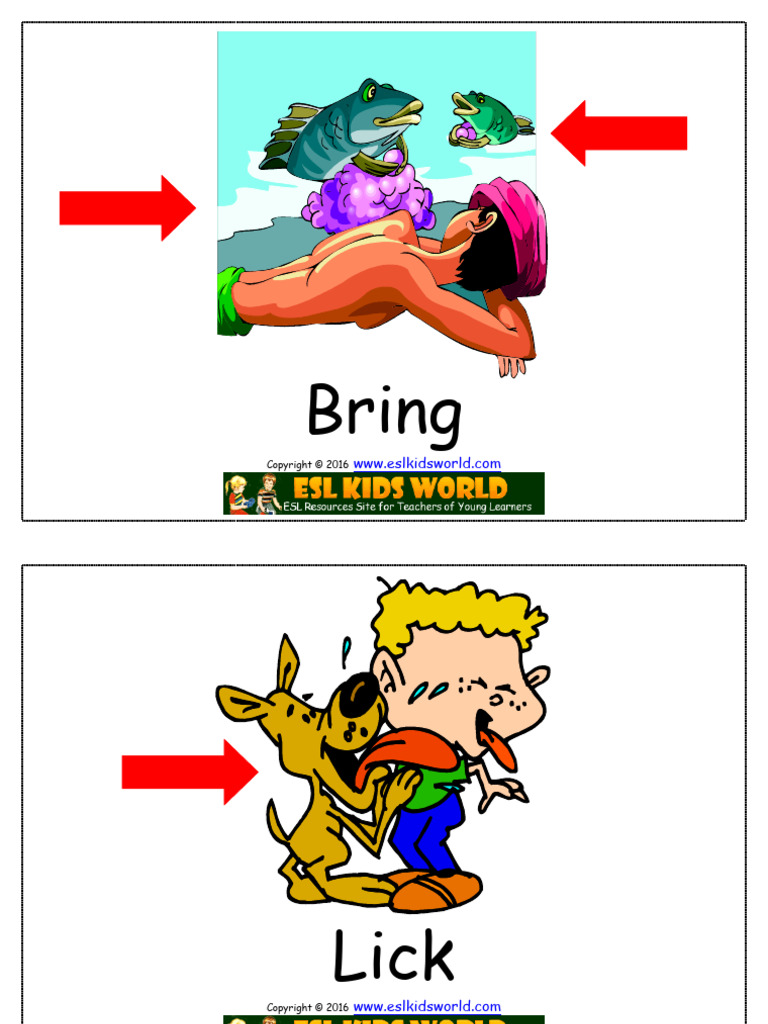 Action Verb Animal Flashcards | PDF
