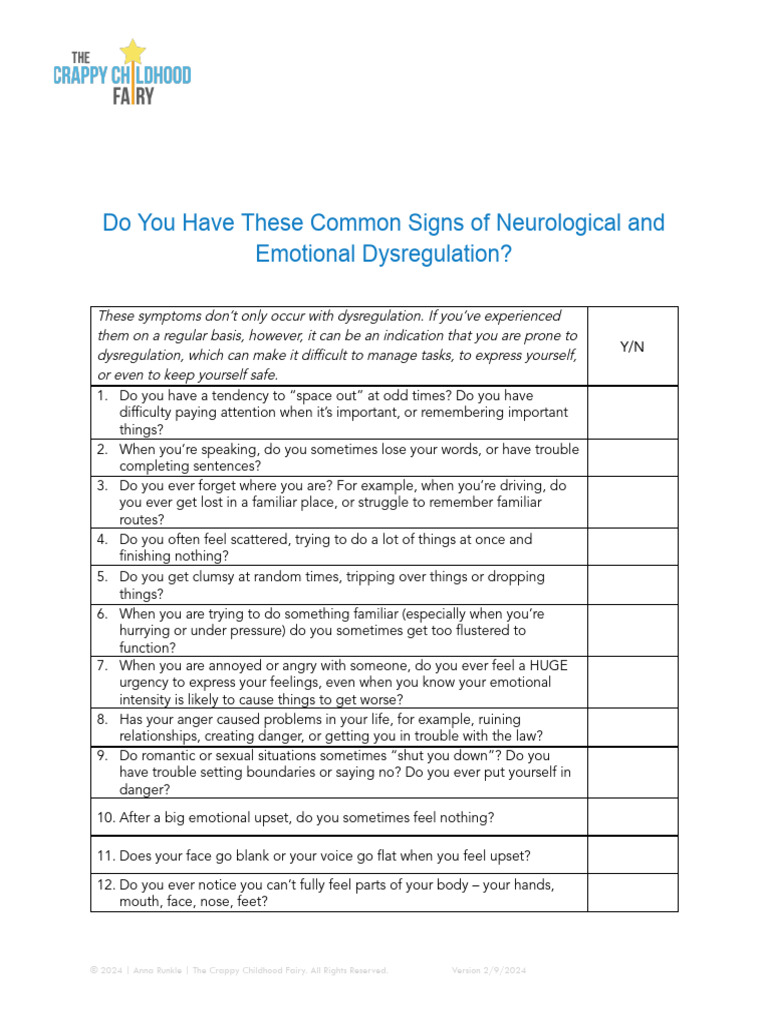 Dysregulation Quiz | PDF