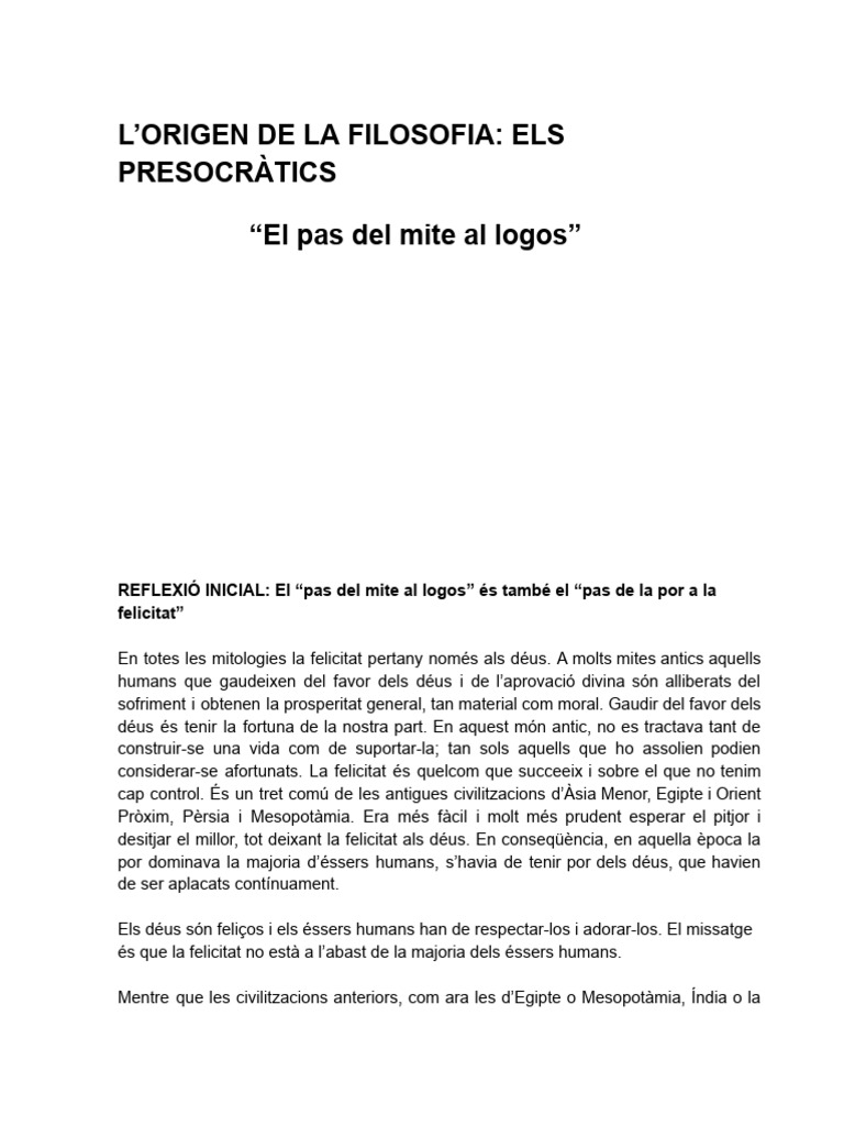 Tema 1 Apunts Presocratics | PDF