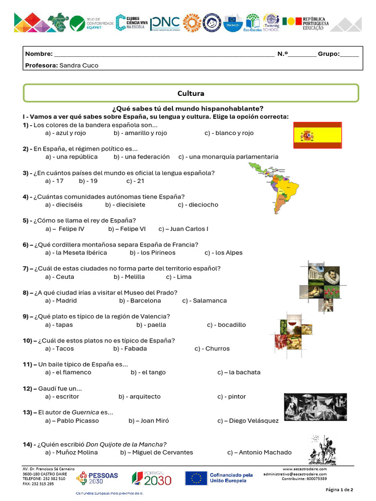 Prueba Cultura 1B 2425 | PDF | España