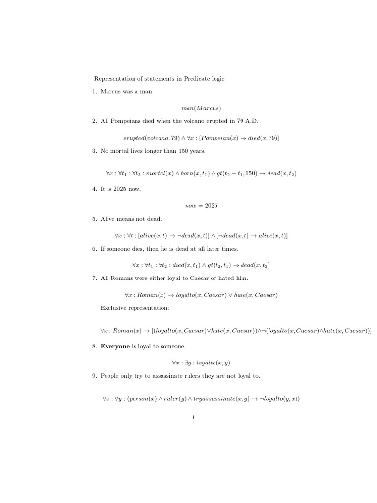 Representation of Sentences in Predicate Logic (2) | PDF | Syntax (Logic) | Mathematics