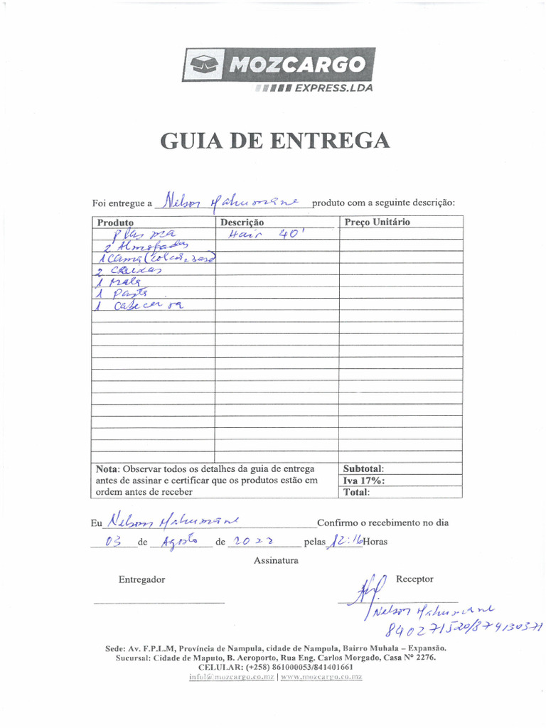 Guia de Entrega | PDF