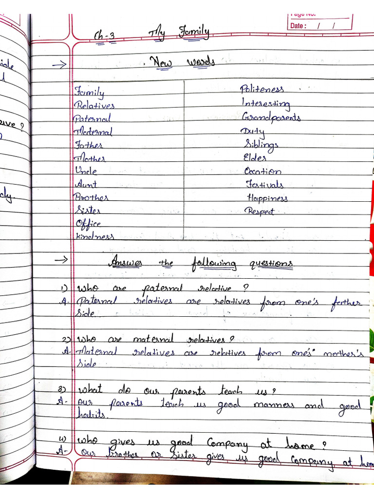 Evs Ch-3 My Family | PDF