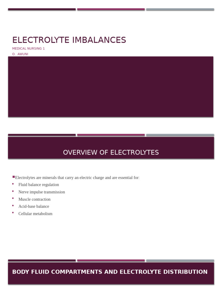 Electrolyte Imbalances (Oscar) | PDF | Electrolyte | Sodium