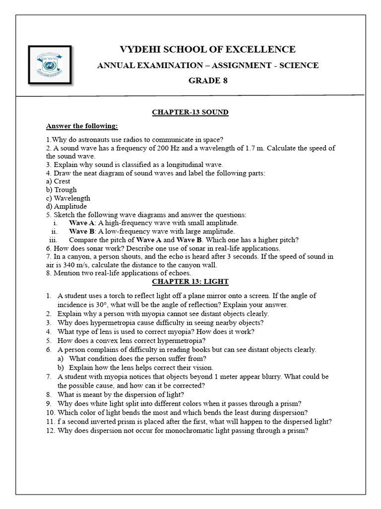 Grade 8-Annual Exam - Assignment | PDF