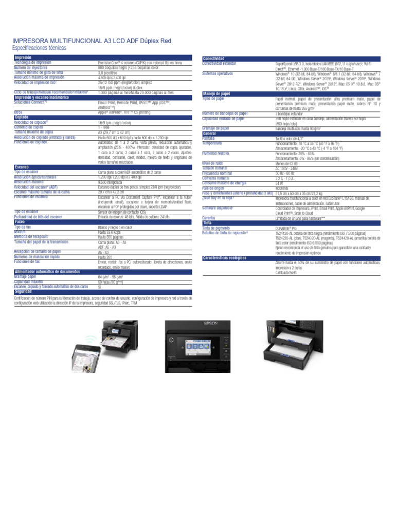 Ficha-técnica de Impresora Multifuncional | PDF | Impresora (Computación) | Escáner de imagen