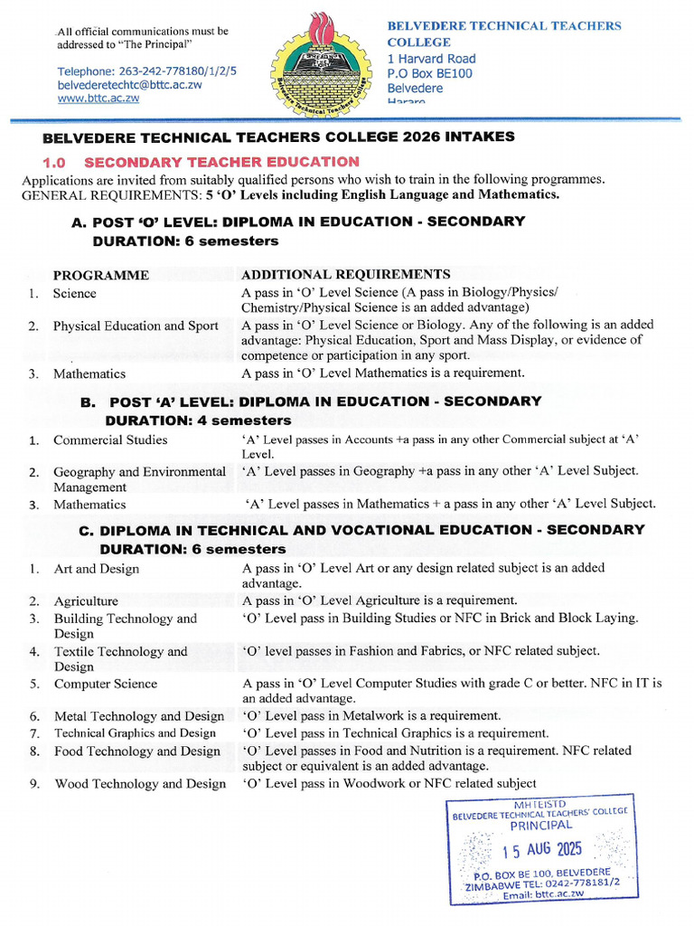 Advert 2026 Intake | PDF