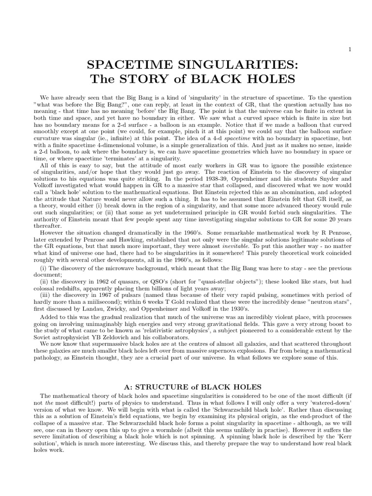Space Time and Gravity - Black Holes | PDF | Black Hole | Stars