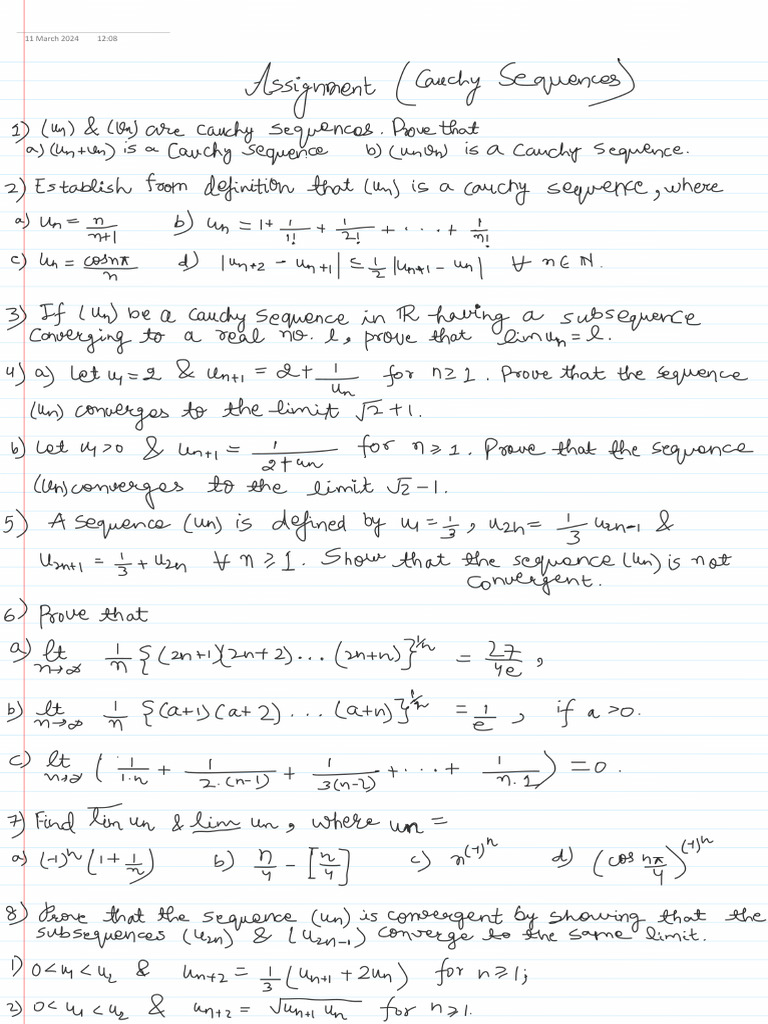P03 RealAnalysis ProblemSheet | PDF