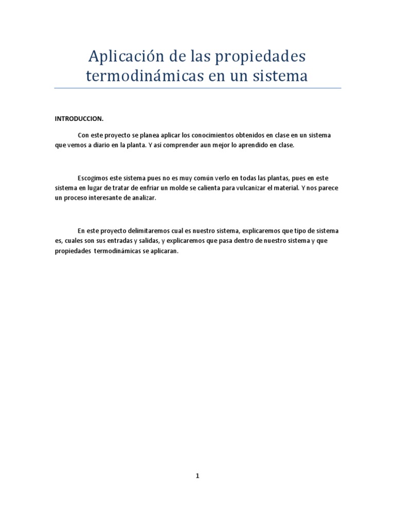Aplicación de Las Propiedades Termodinámicas en Un Sistema | PDF ...