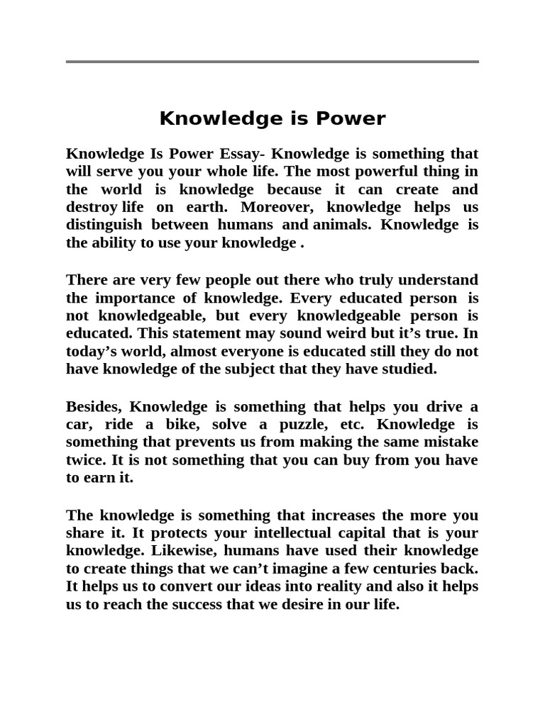 Knowledge Is Power Essay | PDF | Knowledge