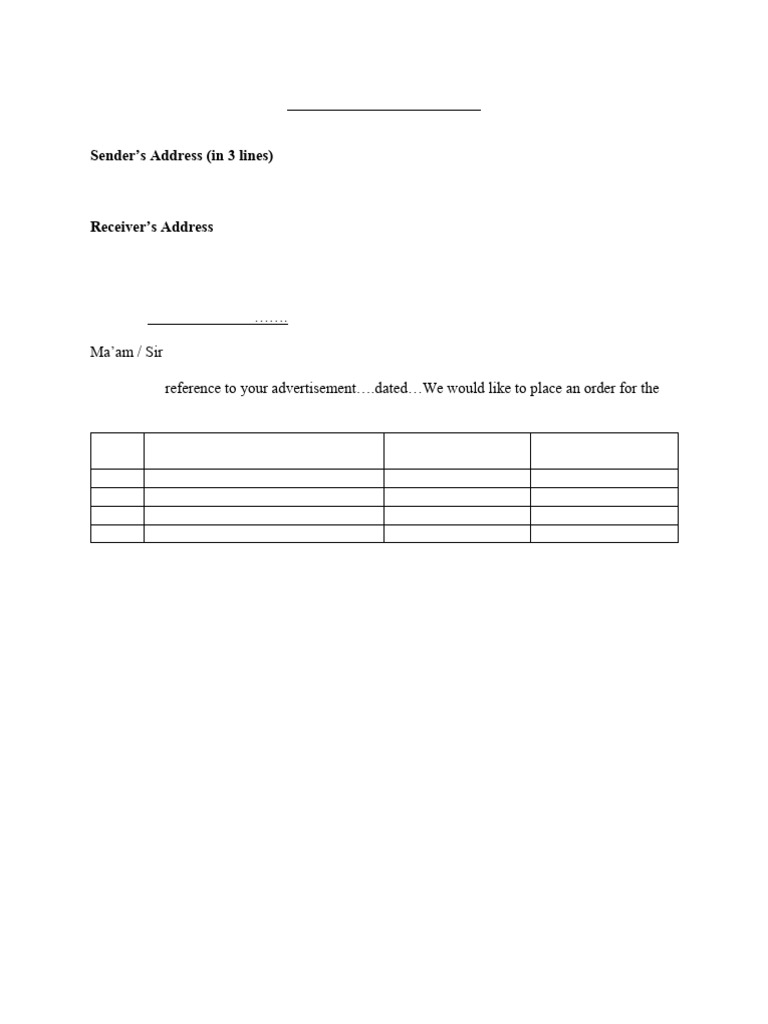 Order Placement Letter Template | PDF