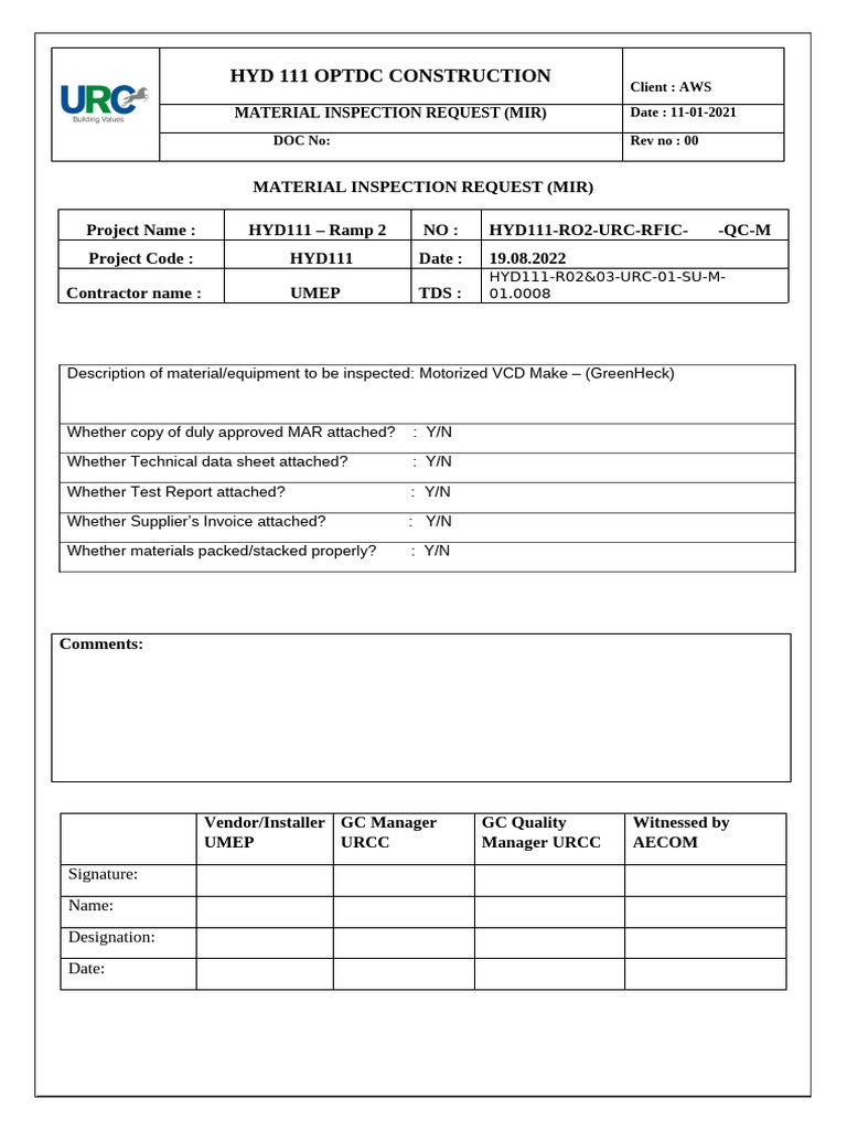 Hyd111-Ro2-Urc-rfic - QC-M MVCD Romp 2 | PDF
