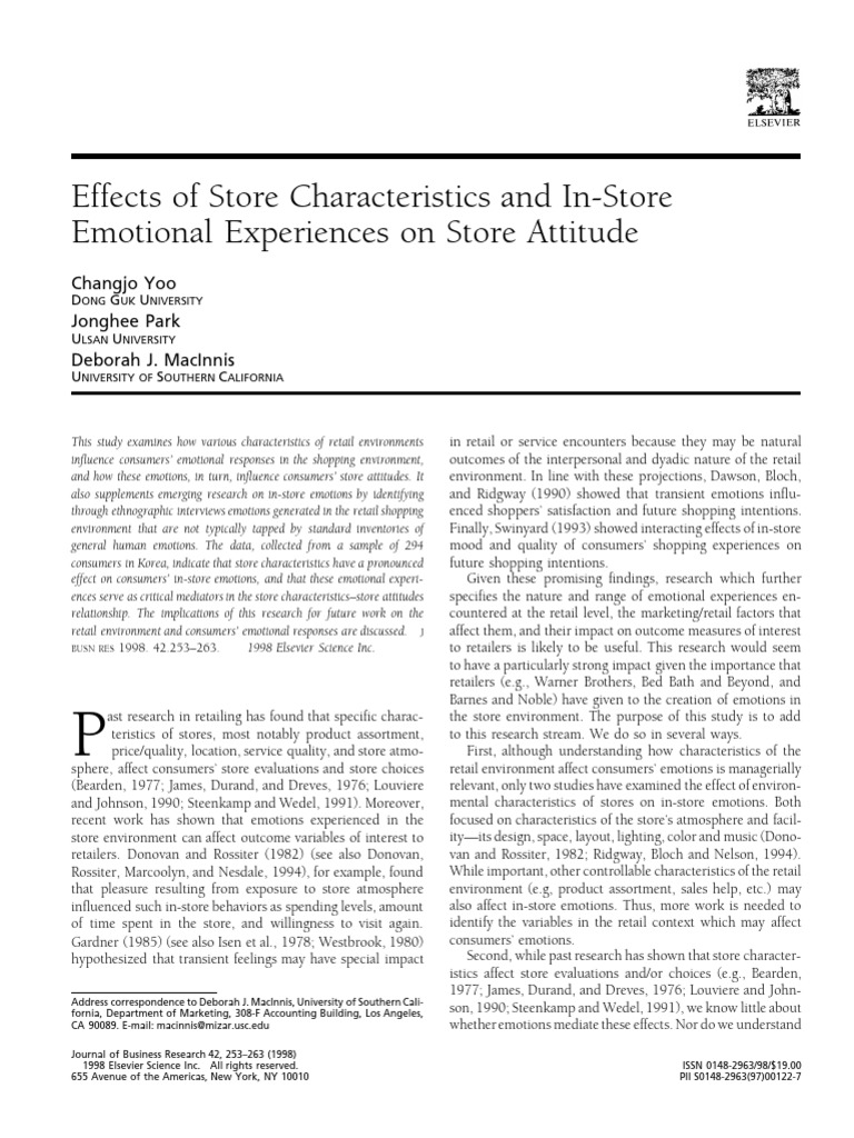 Store Characteristics and Emotions Impact | PDF | Attitude (Psychology ...