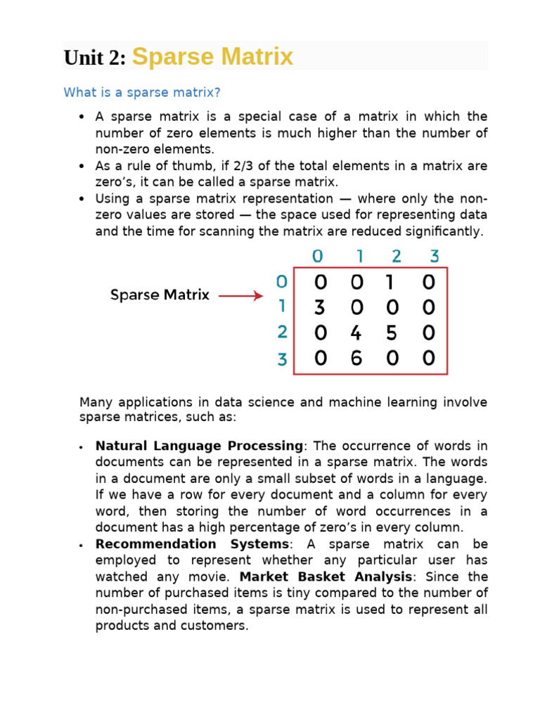 Understanding Sparse Matrices | PDF | Matrix (Mathematics) | Algebra