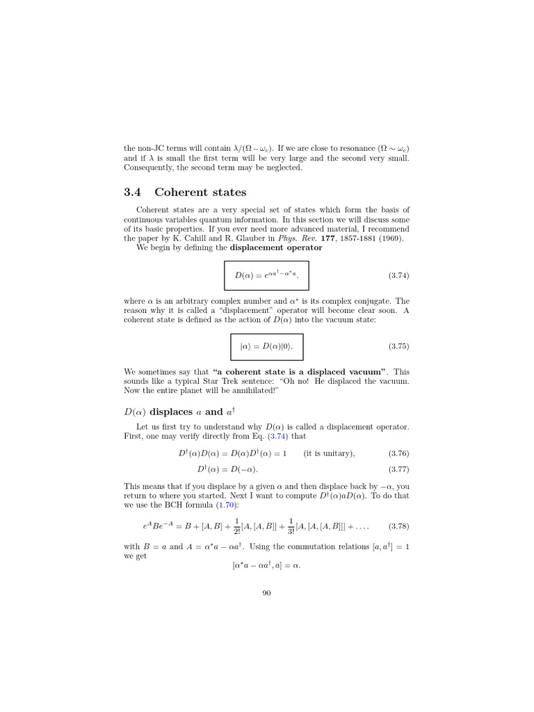 Coherent States and Displacement Operators | PDF | Quantum Entanglement ...
