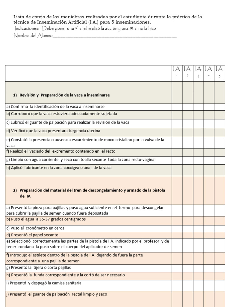 Lista de Cotejo Profe Con 5 Ia Agradecimiento Dgapa | PDF | Vacas | Reproducción humana