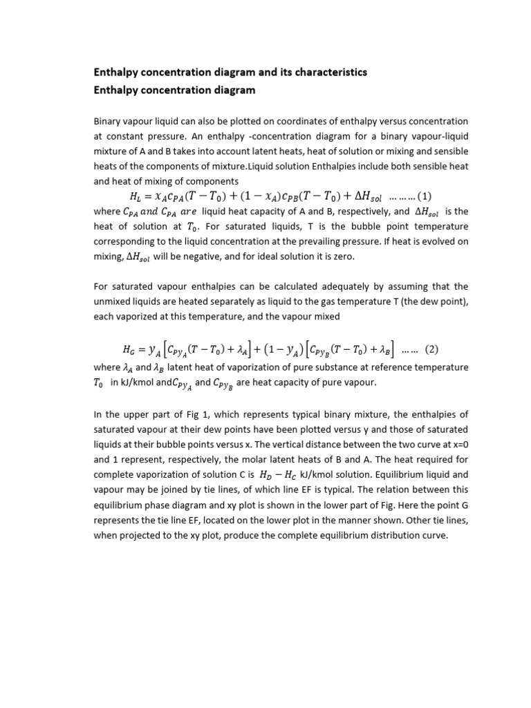 Enthalpy Concentration Diagram Analysis | PDF | Enthalpy | Chemical ...