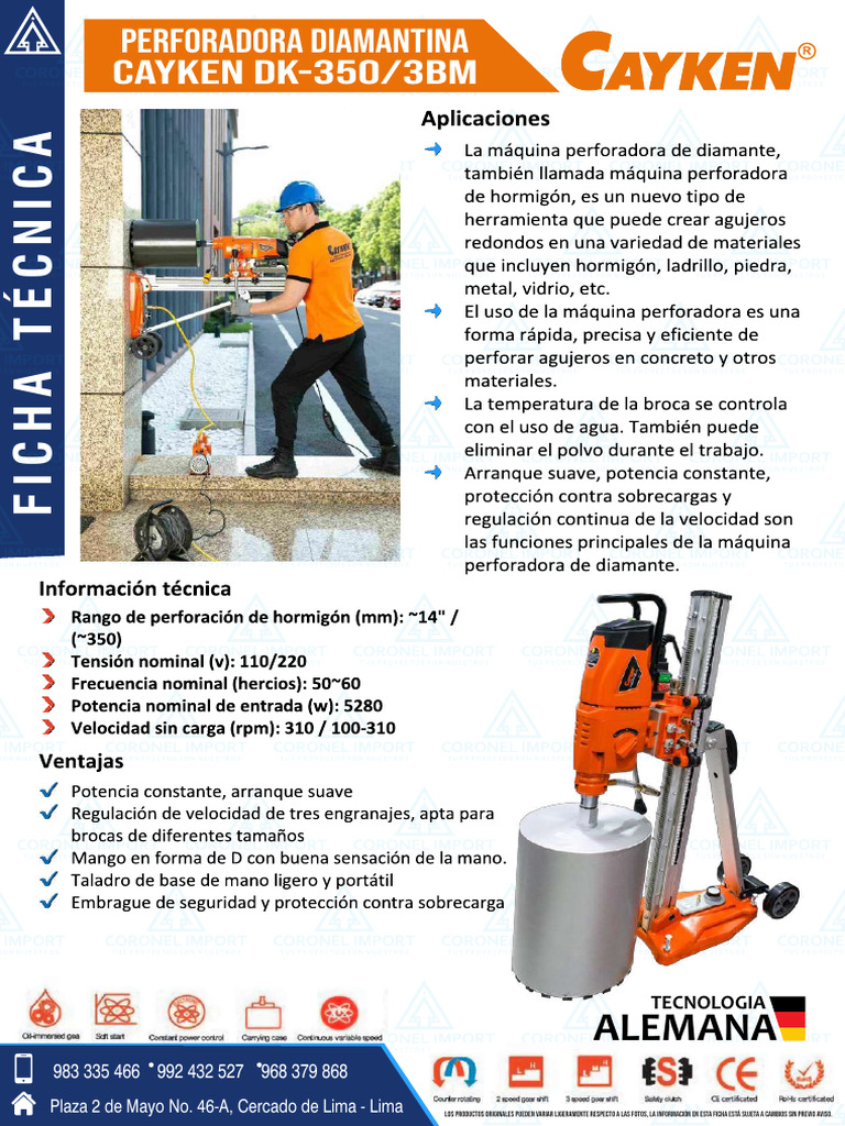 Perforadora Diamantina DK-350-3BM | PDF