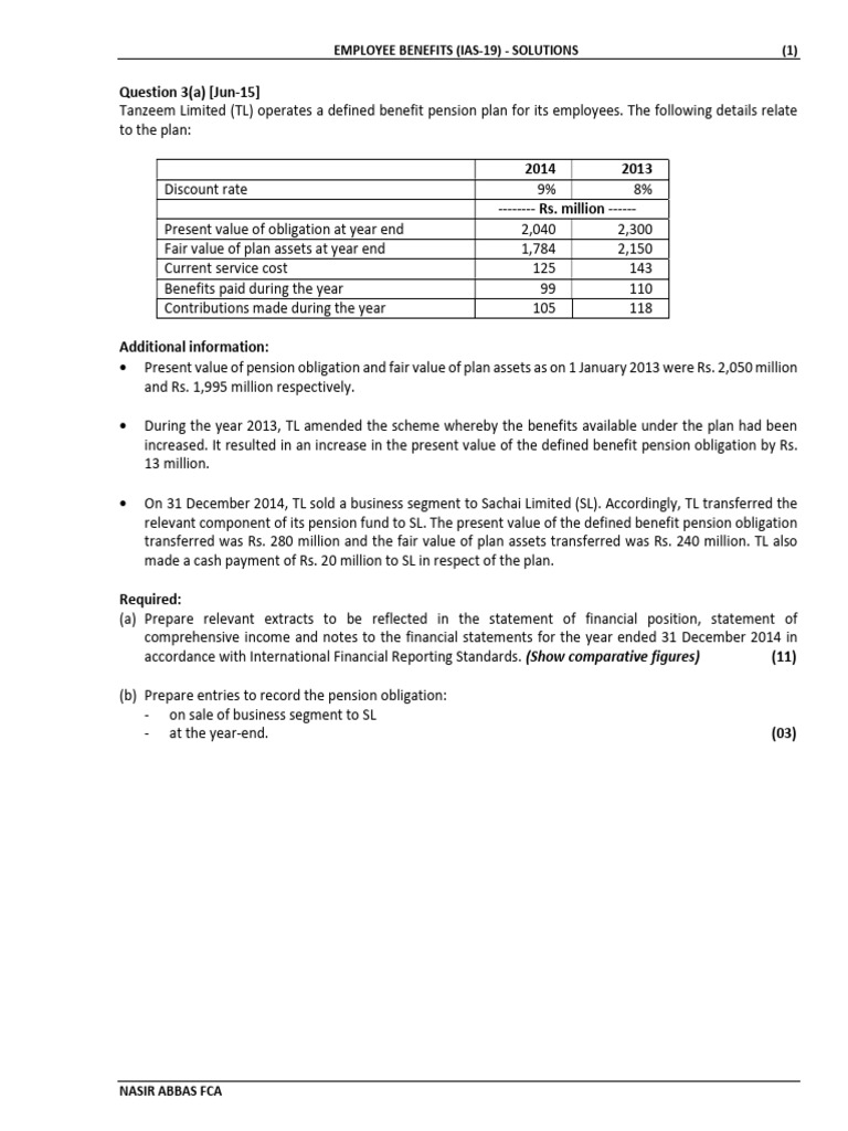 Tanzeem LTD Q-3 (A) (Jun-15) | PDF | Pension | Defined Benefit Pension Plan