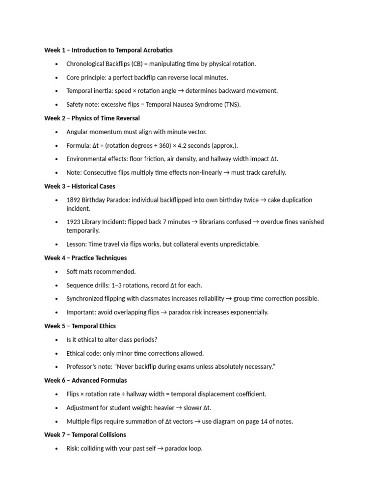 Fundamentals of Chronological Backflips - Lecture Notes | PDF ...