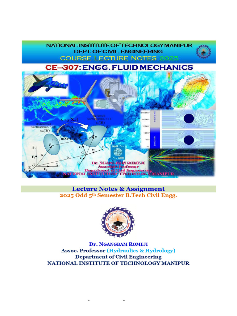 Fluid Mechanics Lecture Notes 2025 | PDF | Viscosity | Shear Stress