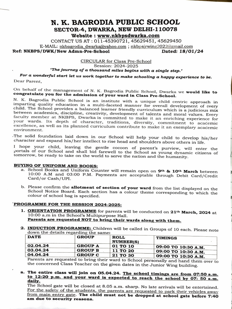 Circular for New Admission (2024-25) (1) | PDF | Verification And ...