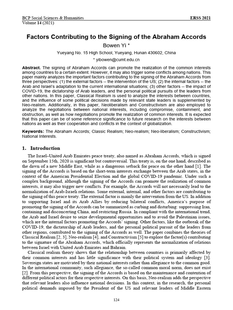 Factors Contributing To The Signing of The Abraham | PDF | World Politics | Israel